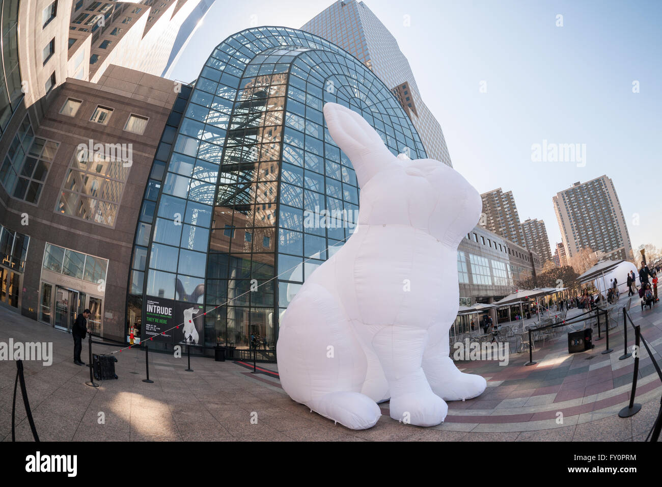 Seven giant inflatable rabbit sculptures, entitled "Intrude" by the ...