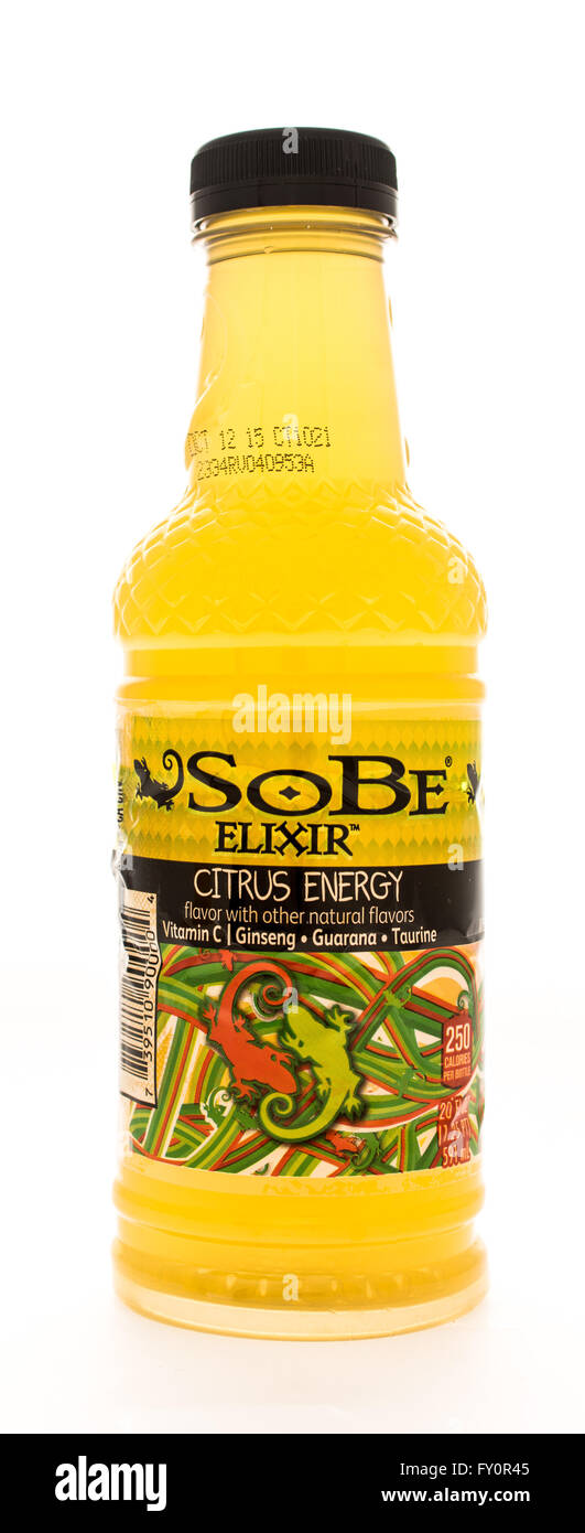 Winneconne, WI - 27 July 2015: Bottle of Sobe elixer in citrus energy ...