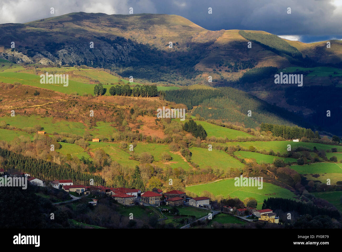 Natural panorama mountainous countryside aerial hi-res stock ...
