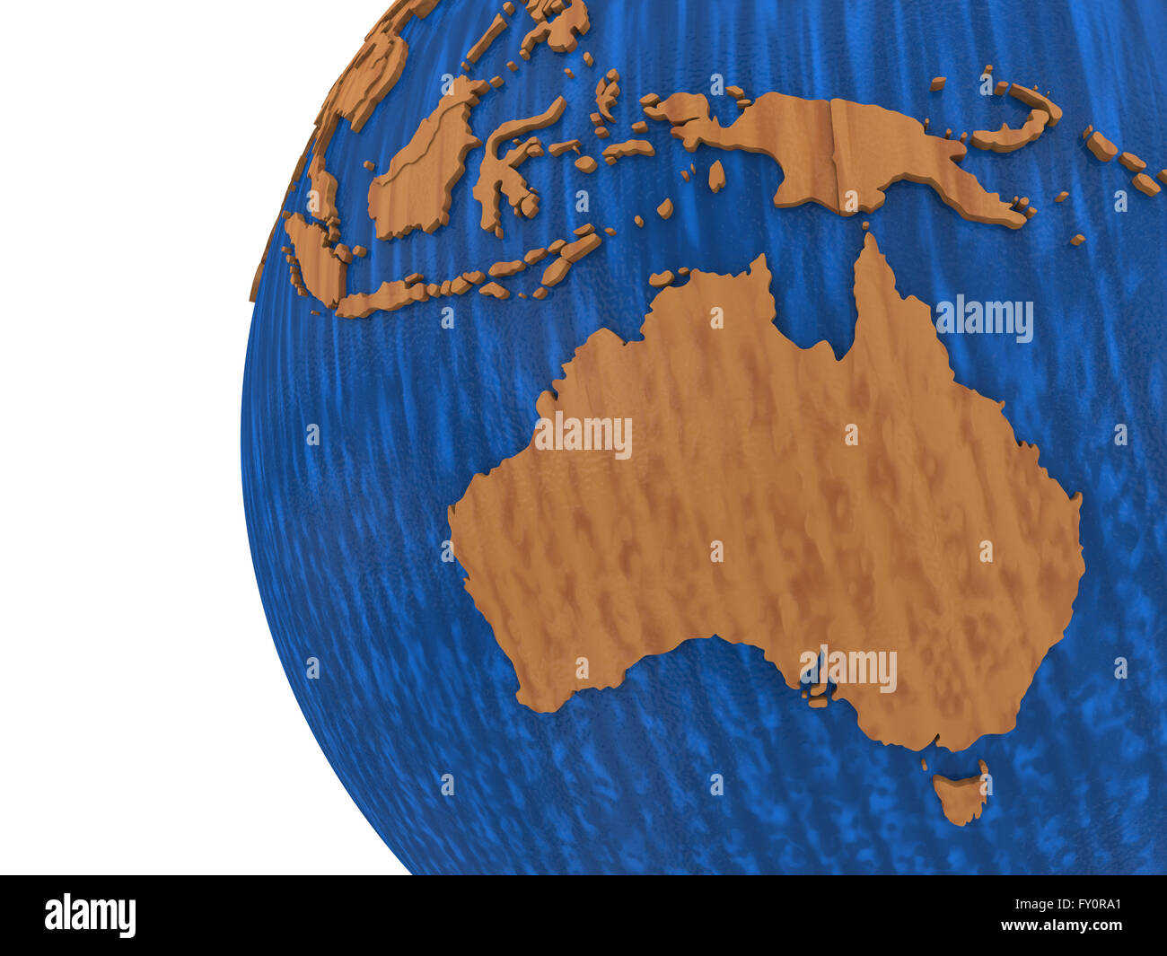 Australia on wooden model of planet Earth with embossed continents and ...