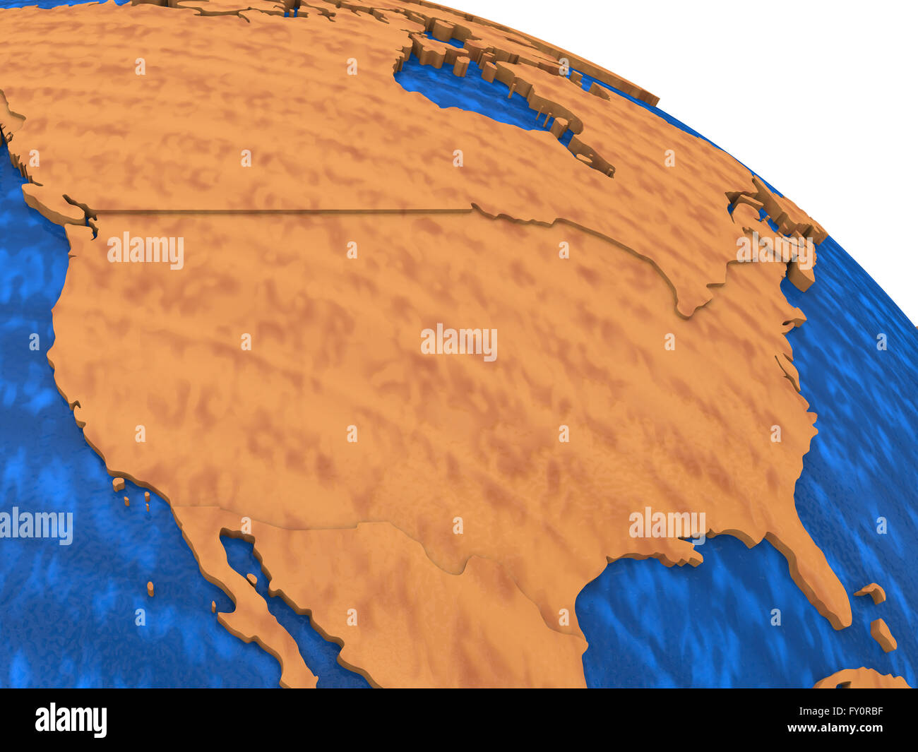 USA on wooden model of planet Earth with embossed continents and ...