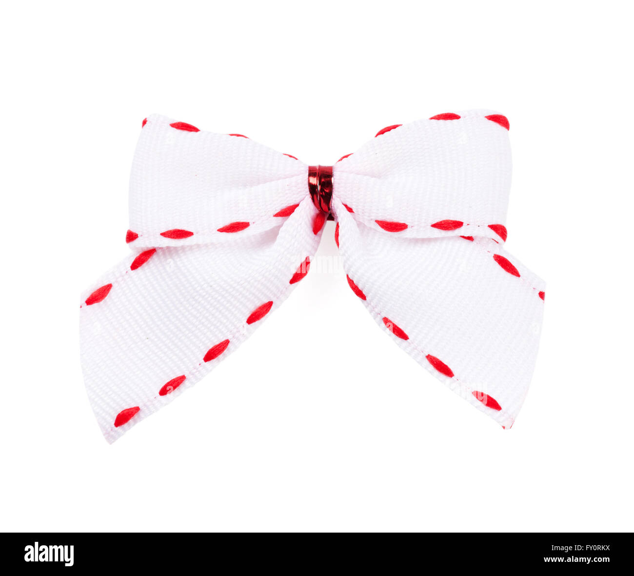 White ribbon bow. Isolated on white background Stock Photo - Alamy