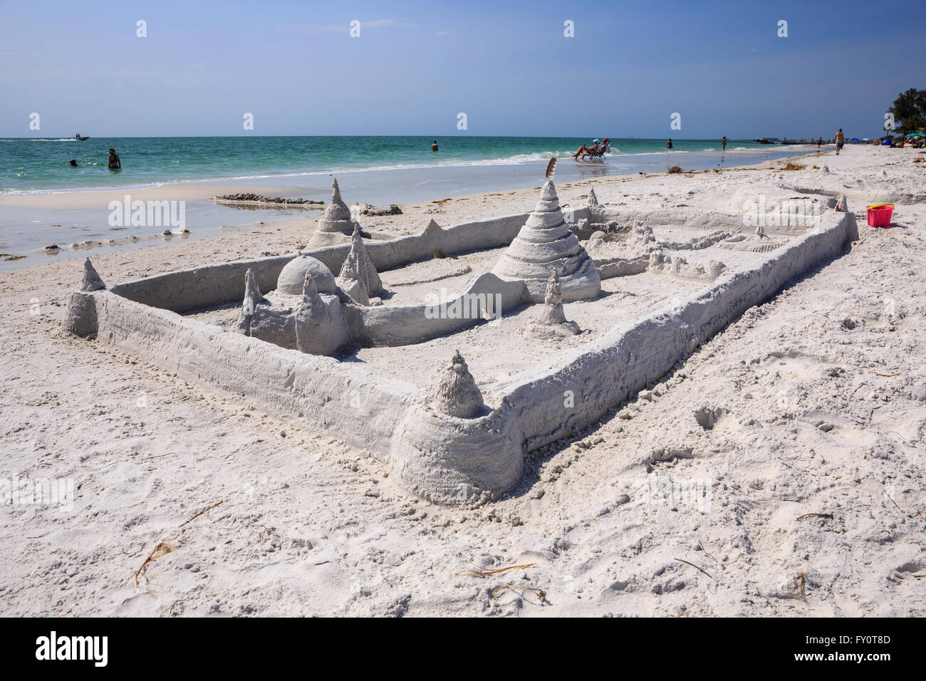 A grand sand castle on the beach at Siesta Key Florida outside of ...