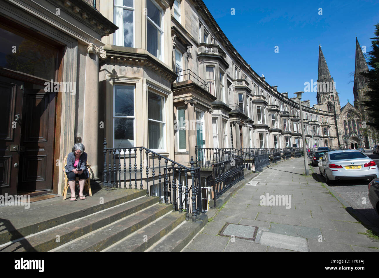 Grosvenor Crescent, Edinburgh's new town with St Mary's Cathedral in ...