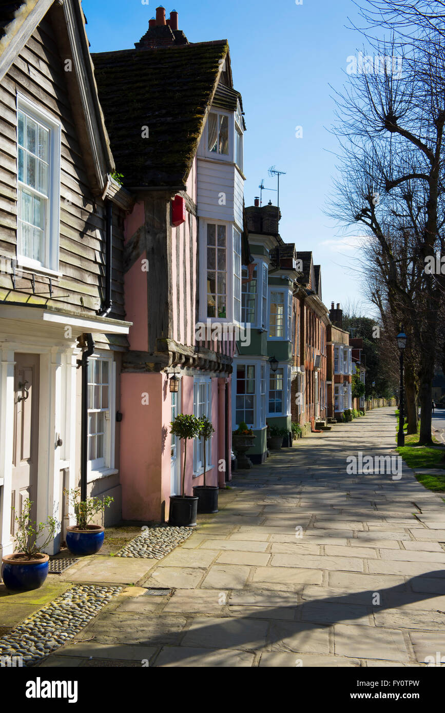 The historic Causeway in the market town of Horsham on a bright spring ...
