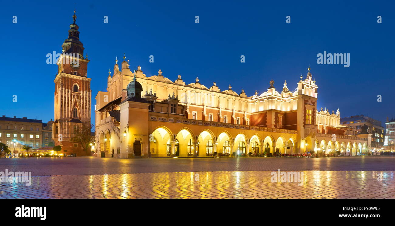 Sukiennice (Cloth Hall) at evening, Cracow, Poland, UNESCO Stock Photo ...