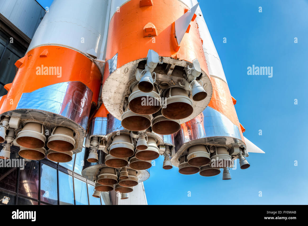 Detail of space rocket engine against the blue sky Stock Photo - Alamy