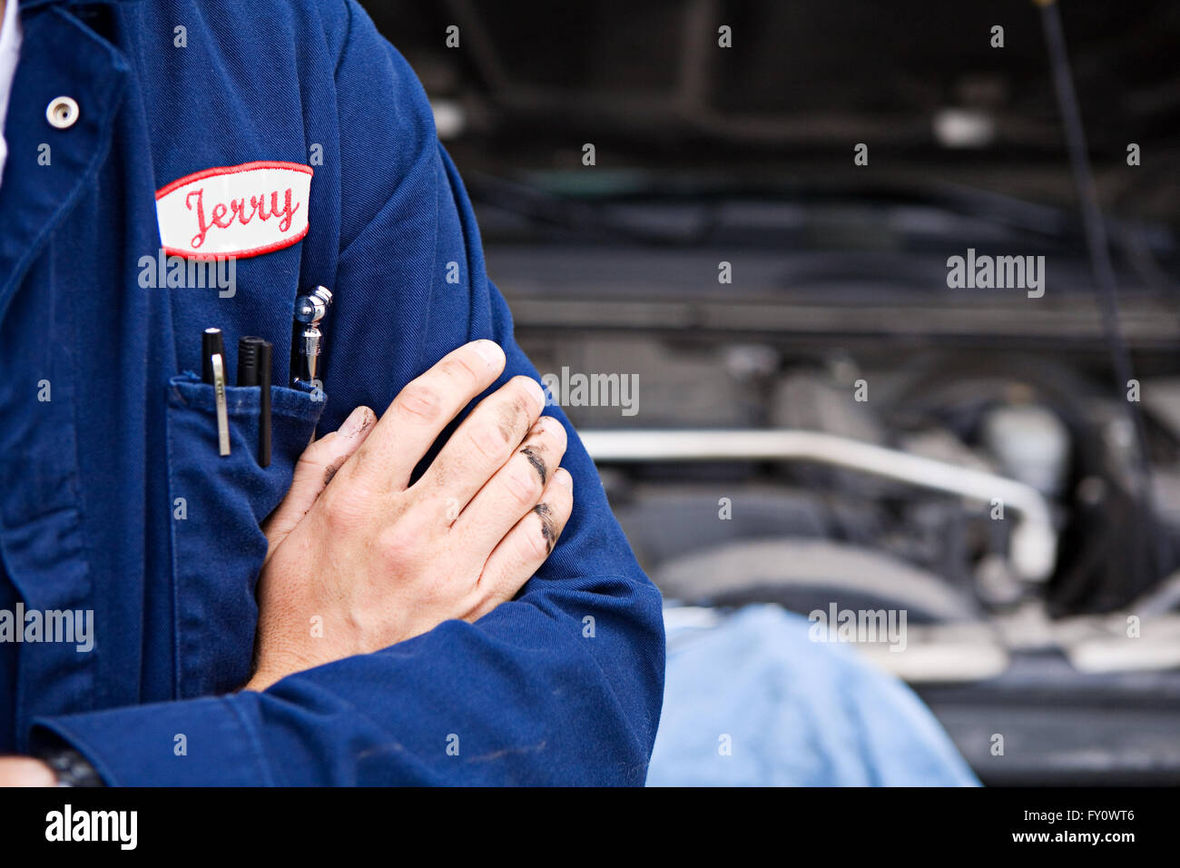 Extensive series of a woman who has taken her car to the auto service ...