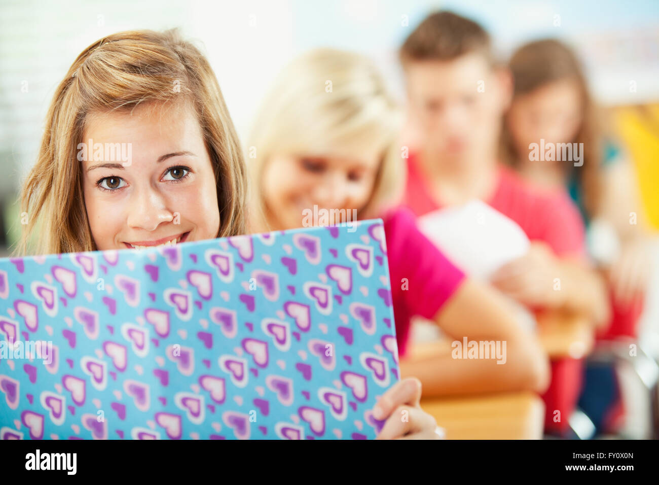 Extensive series of a multi-cultural group of students with a teacher ...