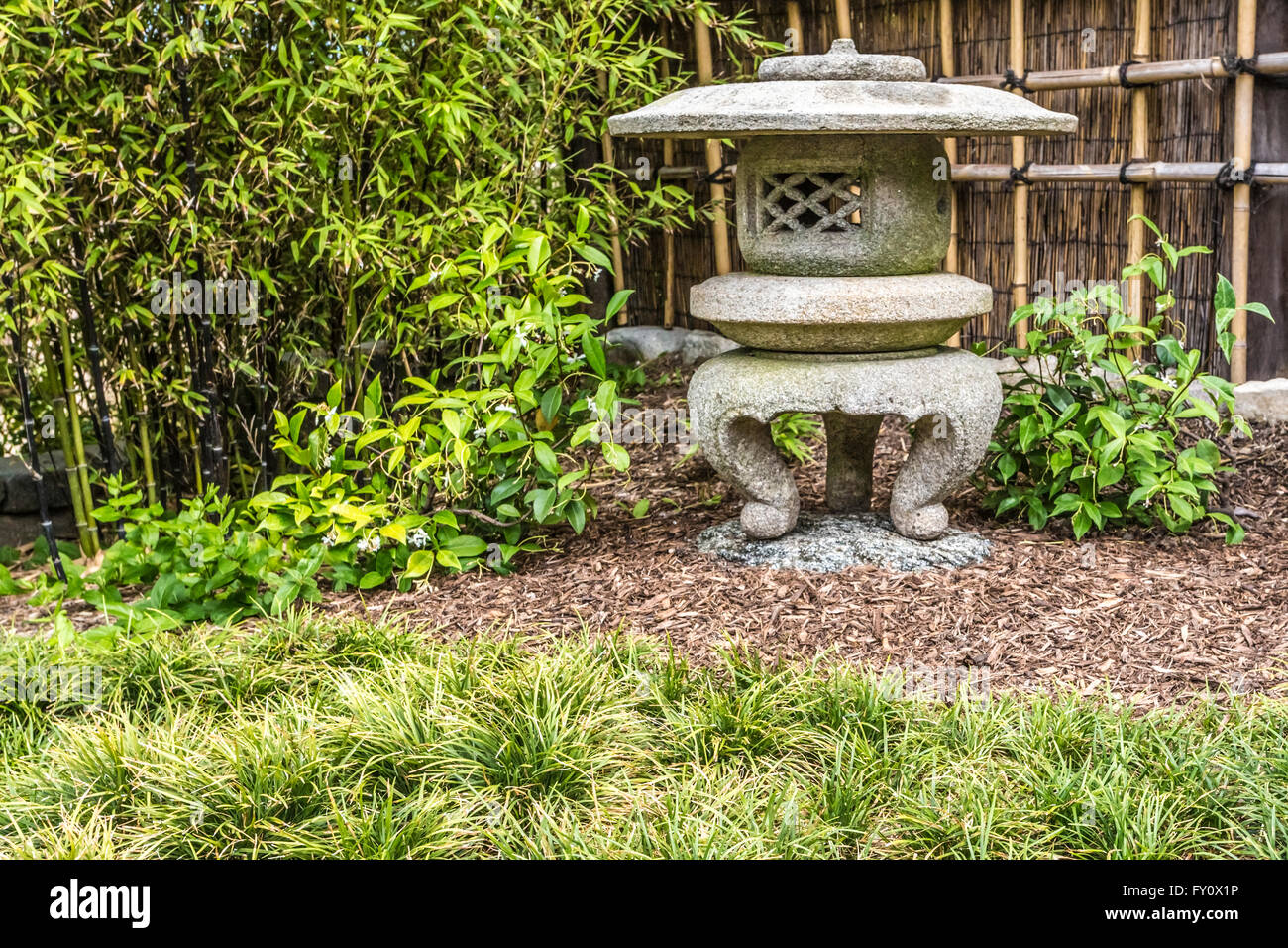 rustic japanese lantern in japanese garden in balboa park Stock Photo ...