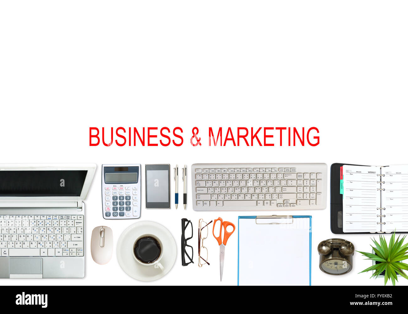 Image of flat lay business and office product on white background Stock ...