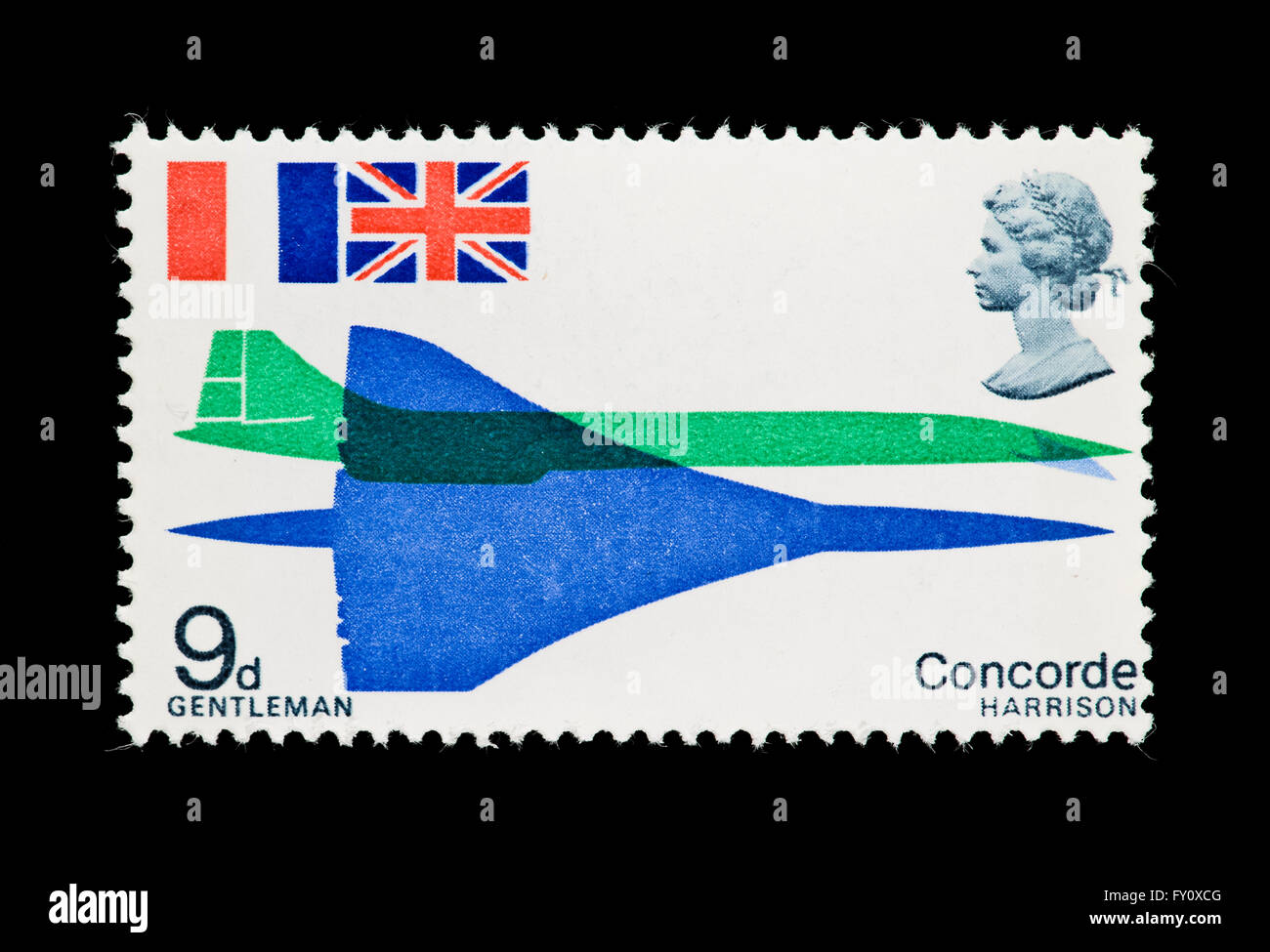 Postage stamp from Great Britain depicting the Concorde airplane Stock ...