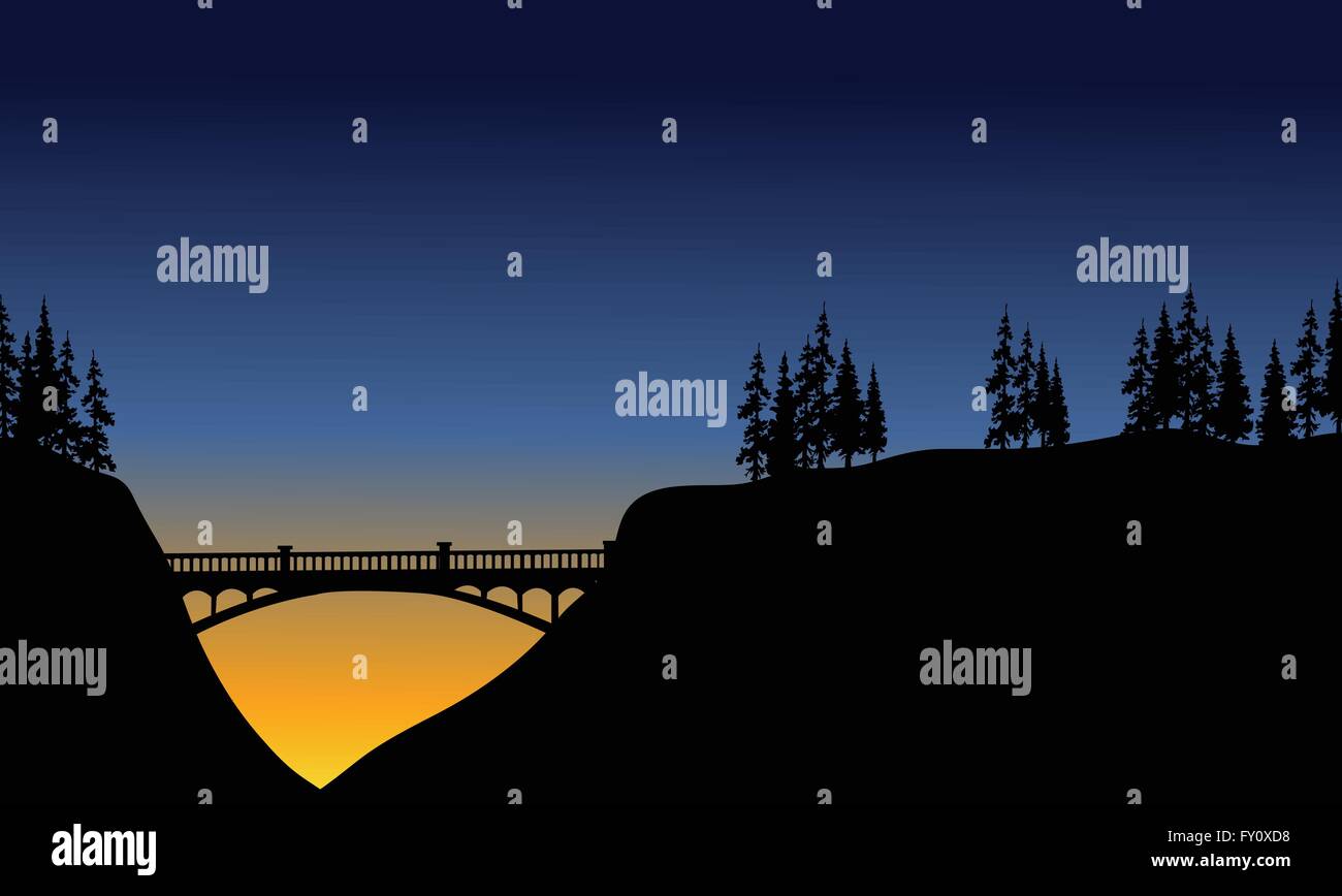 Sunset scenery highway bridge Stock Vector Images - Alamy