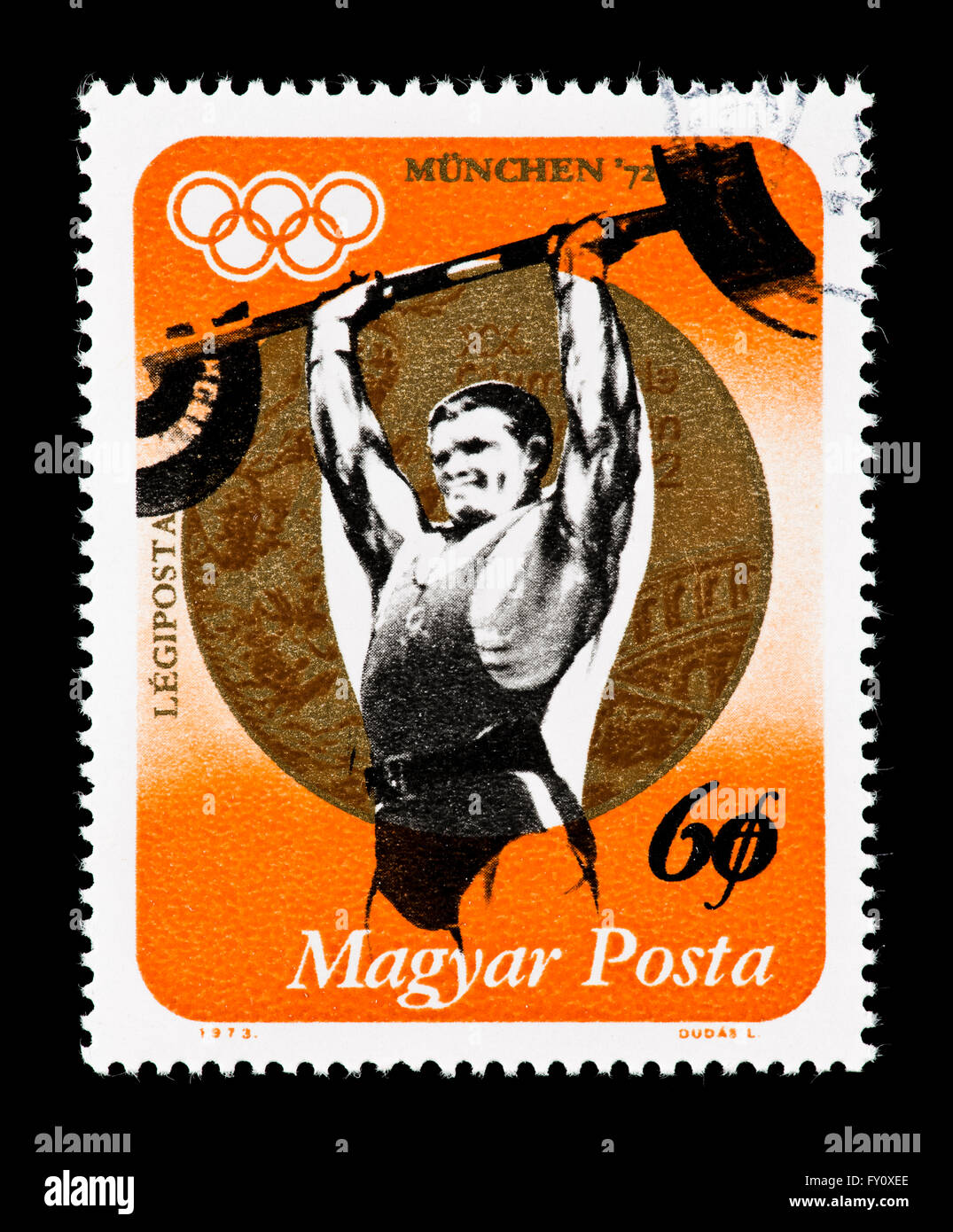 Postage stamp from Hungary depicting a weightlifter, for the 1972 ...