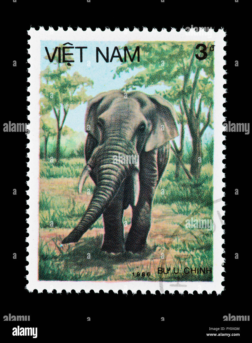 Postage stamp from Vietnam depicting an Asian elephant (Elephas maximus ...