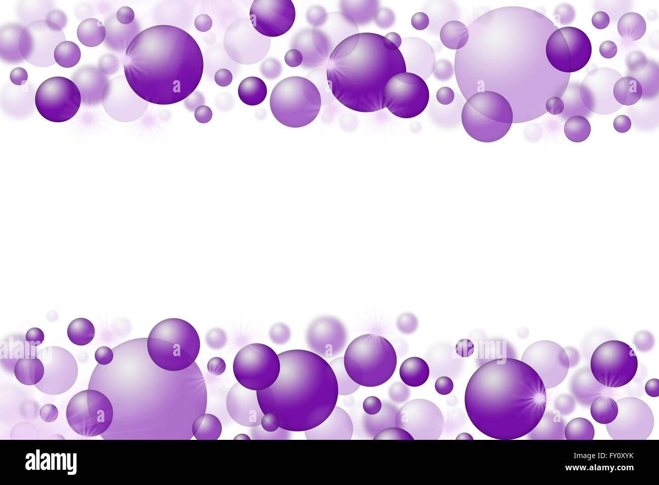 Purple and bright balls with reflection on a white background. Sharp ...