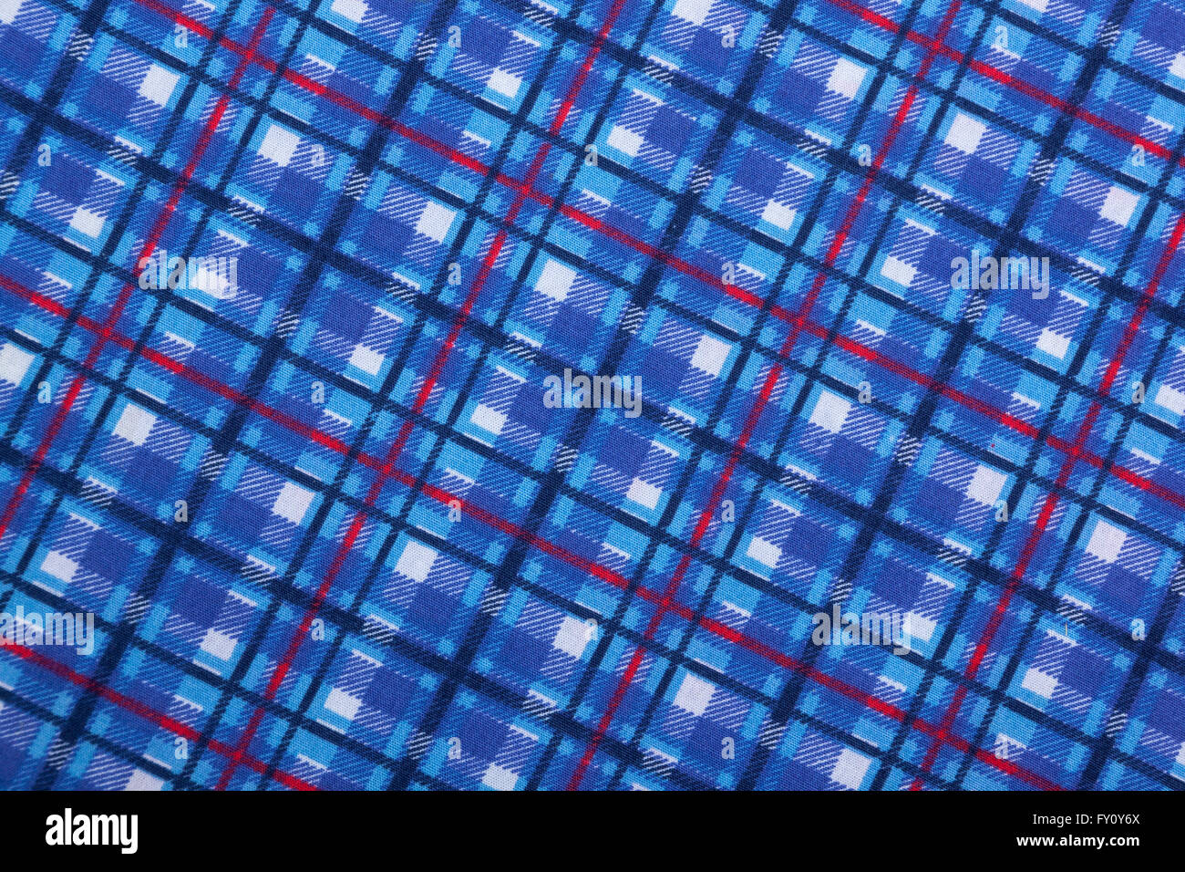 Closeup angled view of colorful blue square patterns and textures on ...