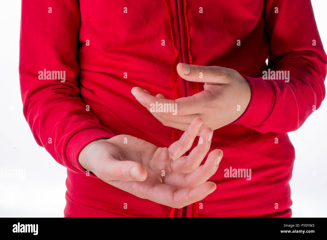 Hand making a gesture on a white background Stock Photo - Alamy