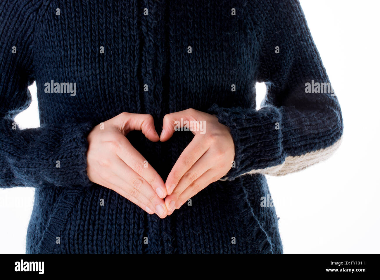 Hand making a heart on a white background Stock Photo - Alamy