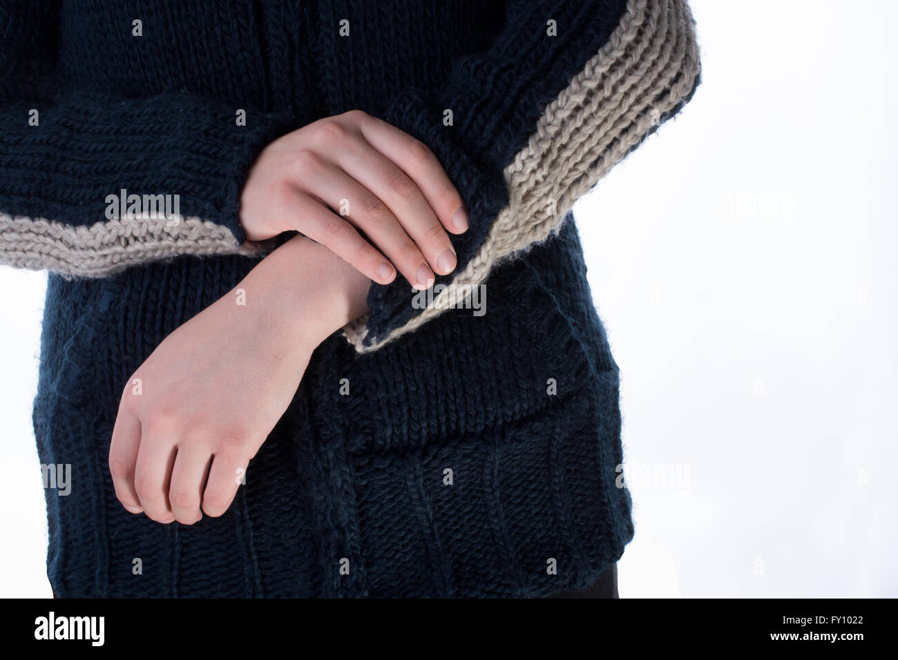 Hand making a gesture on a white background Stock Photo - Alamy