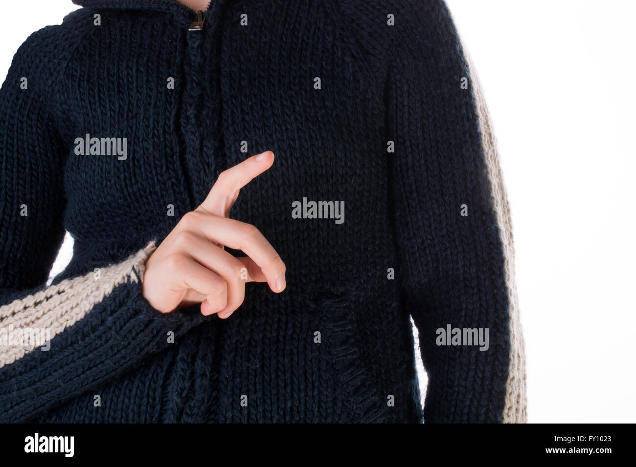 Hand making a gesture on a white background Stock Photo - Alamy
