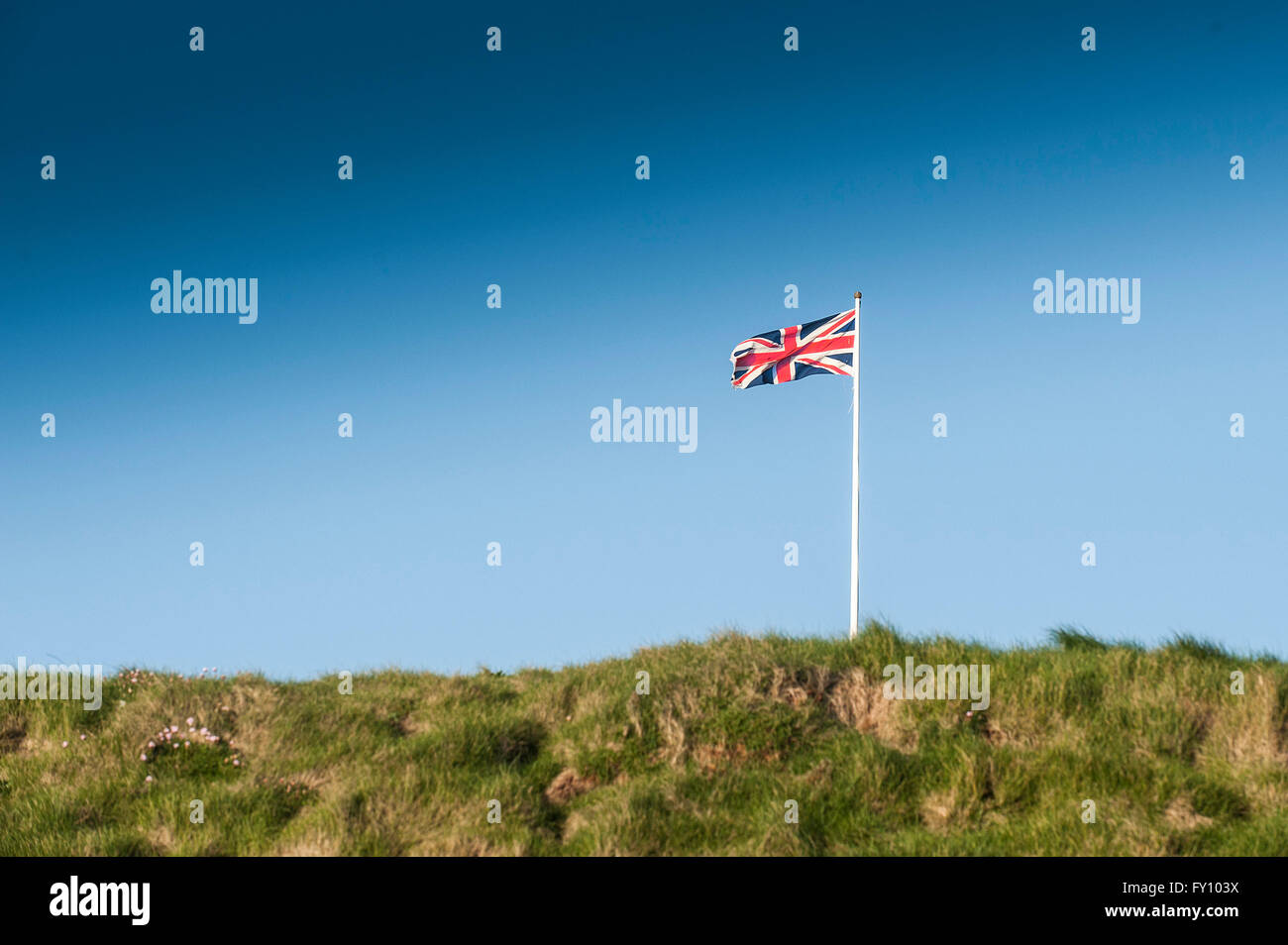 Union jack flag fluttering hi-res stock photography and images - Alamy