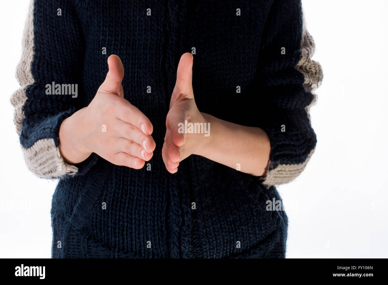 Hand making a gesture on a white background Stock Photo - Alamy