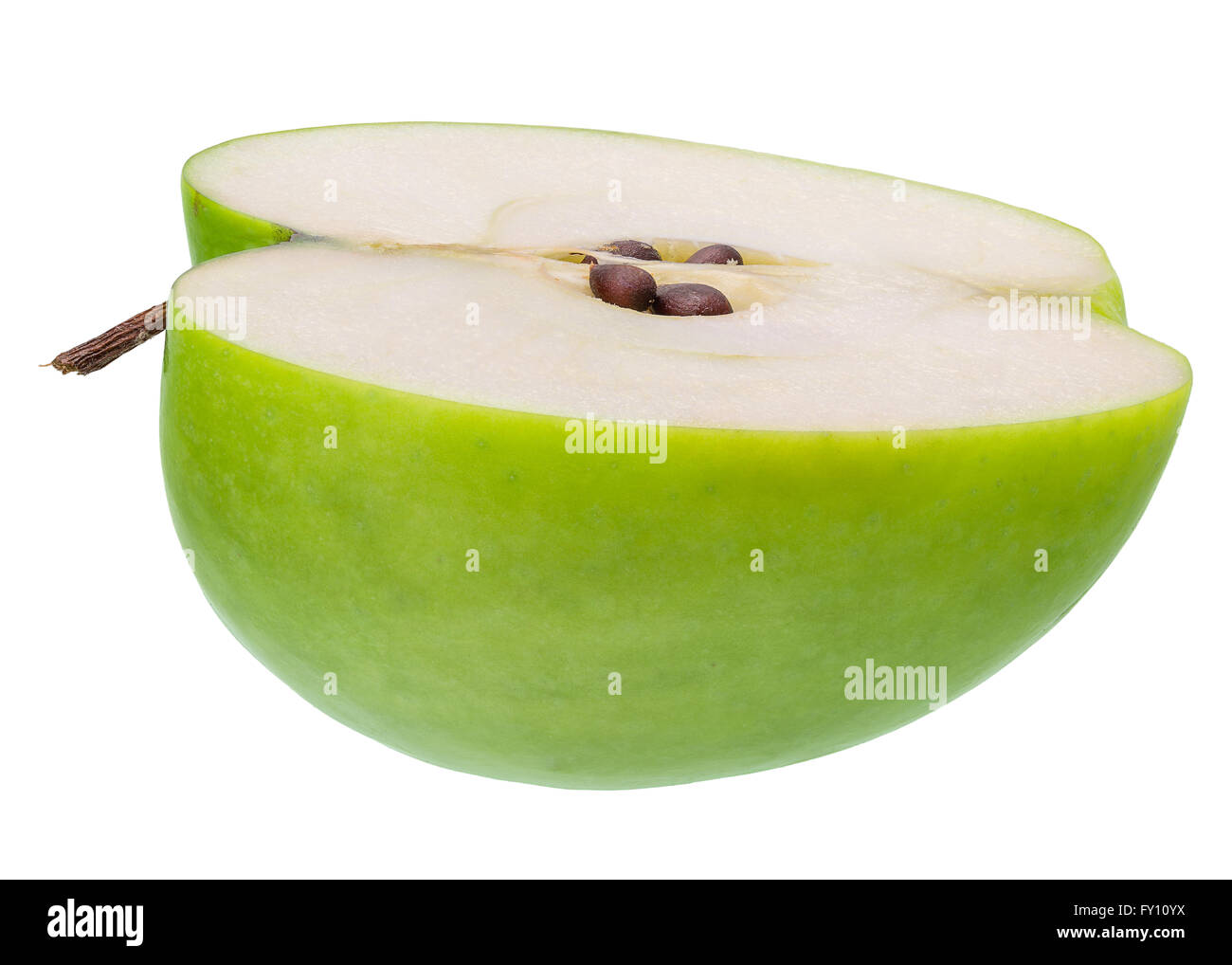 Sliced Fresh Green Apple Isolated on White Background in Full Depth of ...