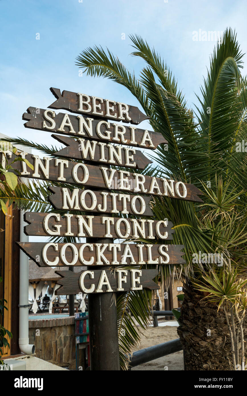 Restaurant sign, Torremolinos, Costa del Sol, Andalusia, Spain, Europe ...