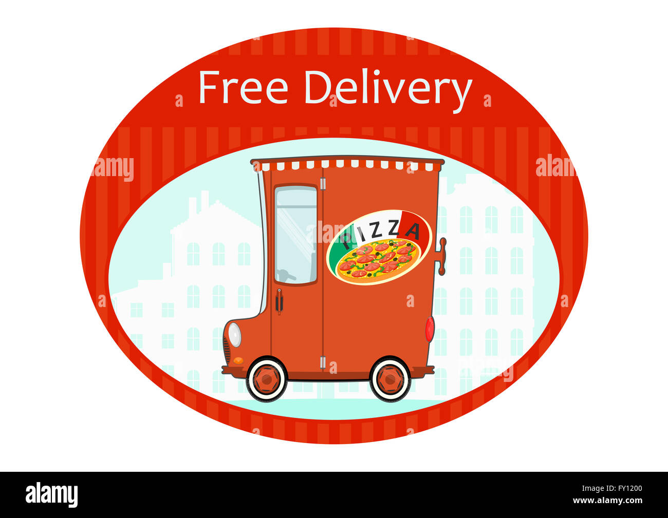 Cartoon pizza delivery Cut Out Stock Images & Pictures - Alamy