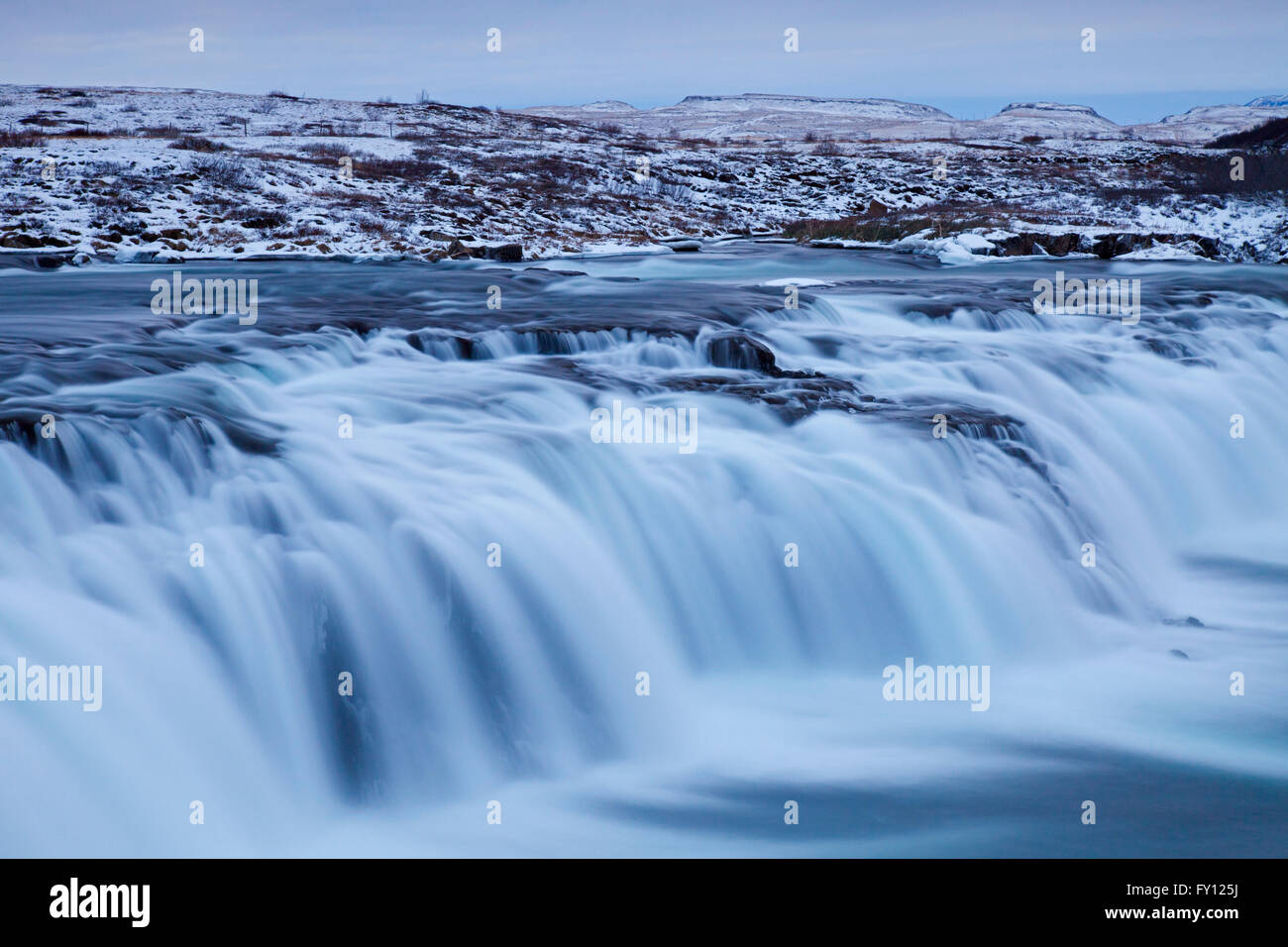 Faxi / Vatnsleysufoss waterfall on the river Tungufljot in winter ...