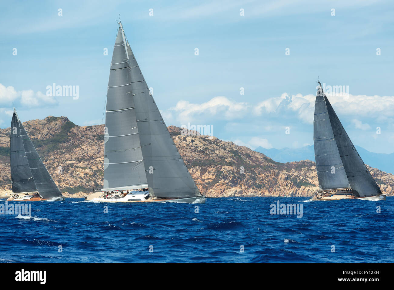 group yacht sailing in regatta Stock Photo - Alamy