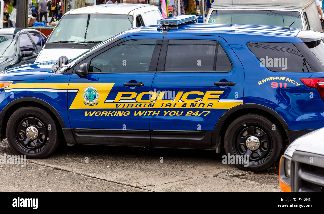 St Thomas Police Car in parking lot Stock Photo - Alamy