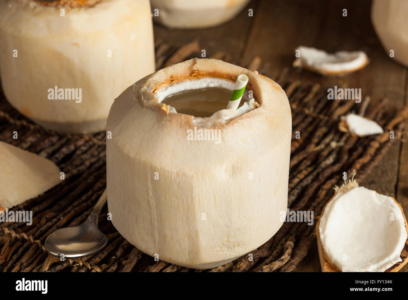 Tender coconut with straw hi-res stock photography and images - Alamy