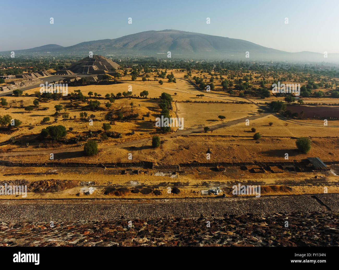 Pyramid and Mountain Landscape Stock Photo - Alamy