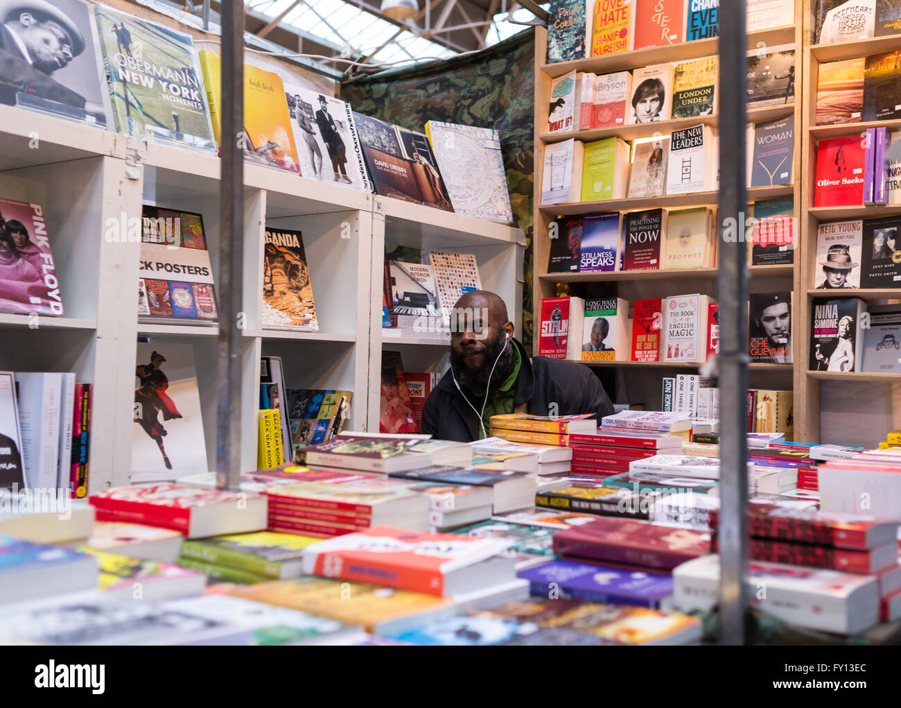A popular stall in Spitafields market selling books with an hipster ...