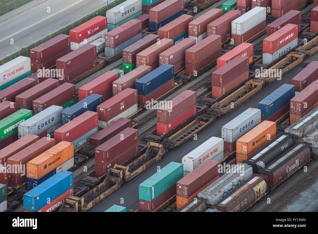 High angle view of cargo containers in shunting yard Stock Photo - Alamy