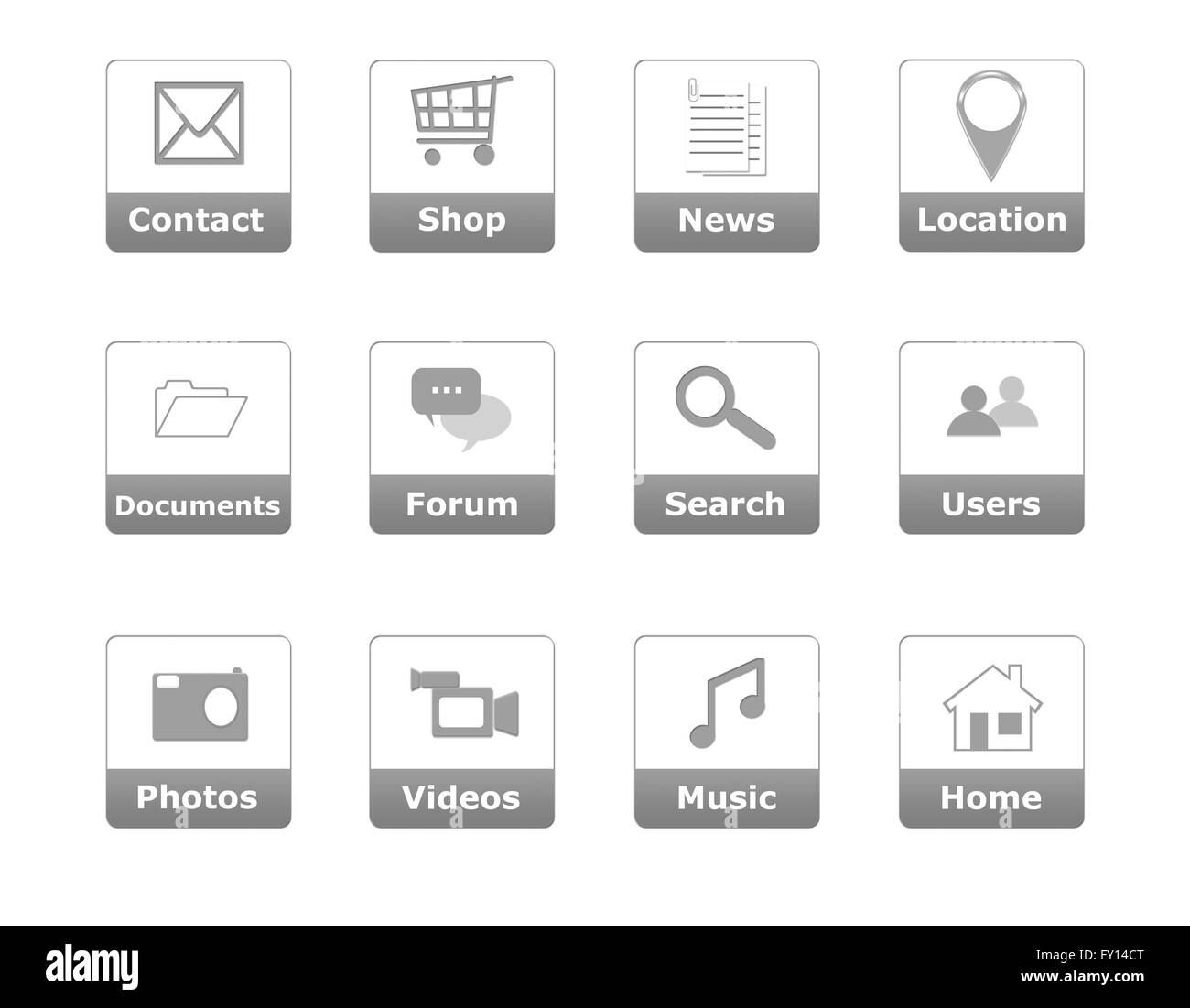 Set of buttons for website menu in gray color Stock Photo - Alamy