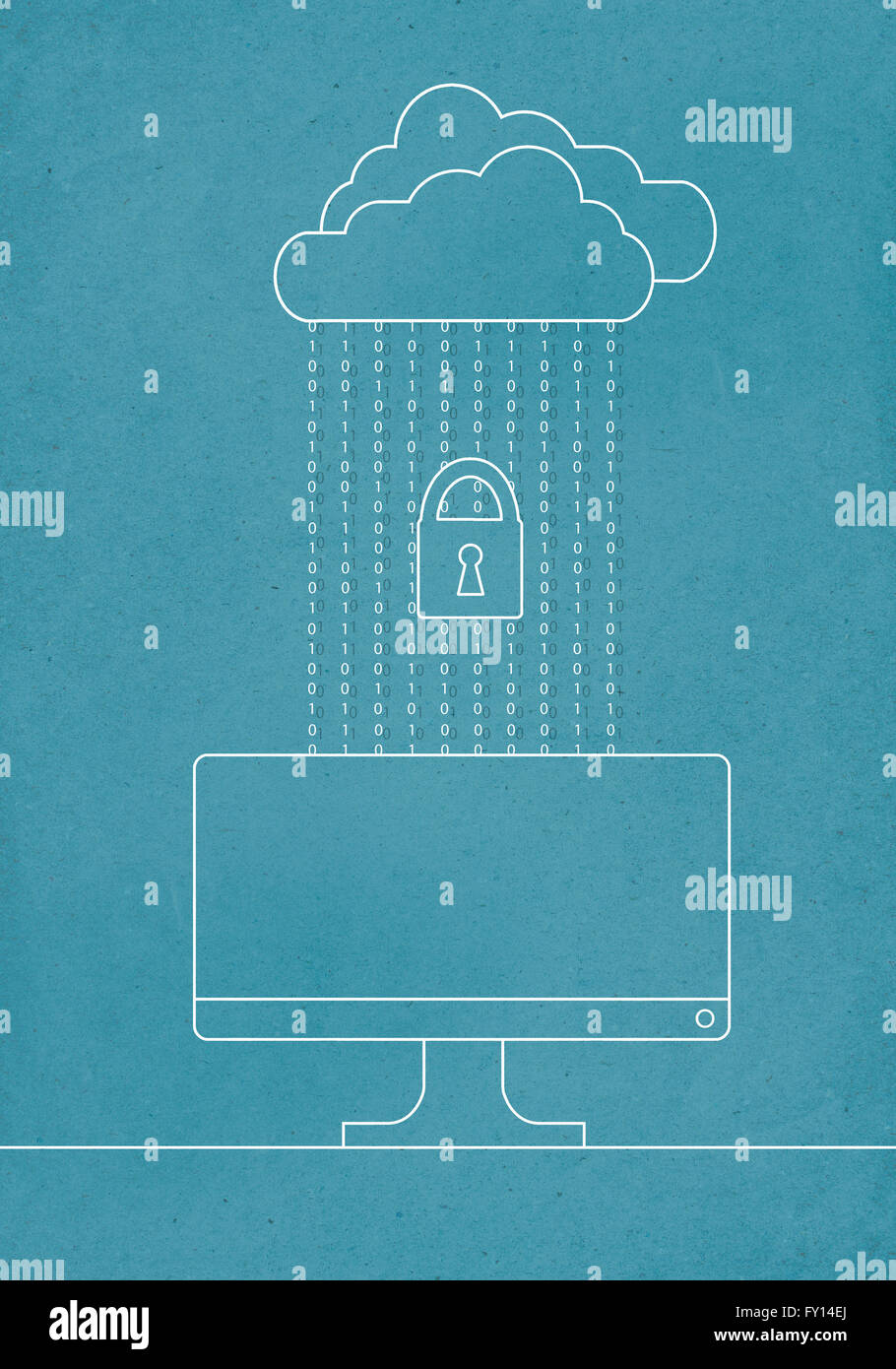 Cloud connected to computer with lock Stock Photo - Alamy