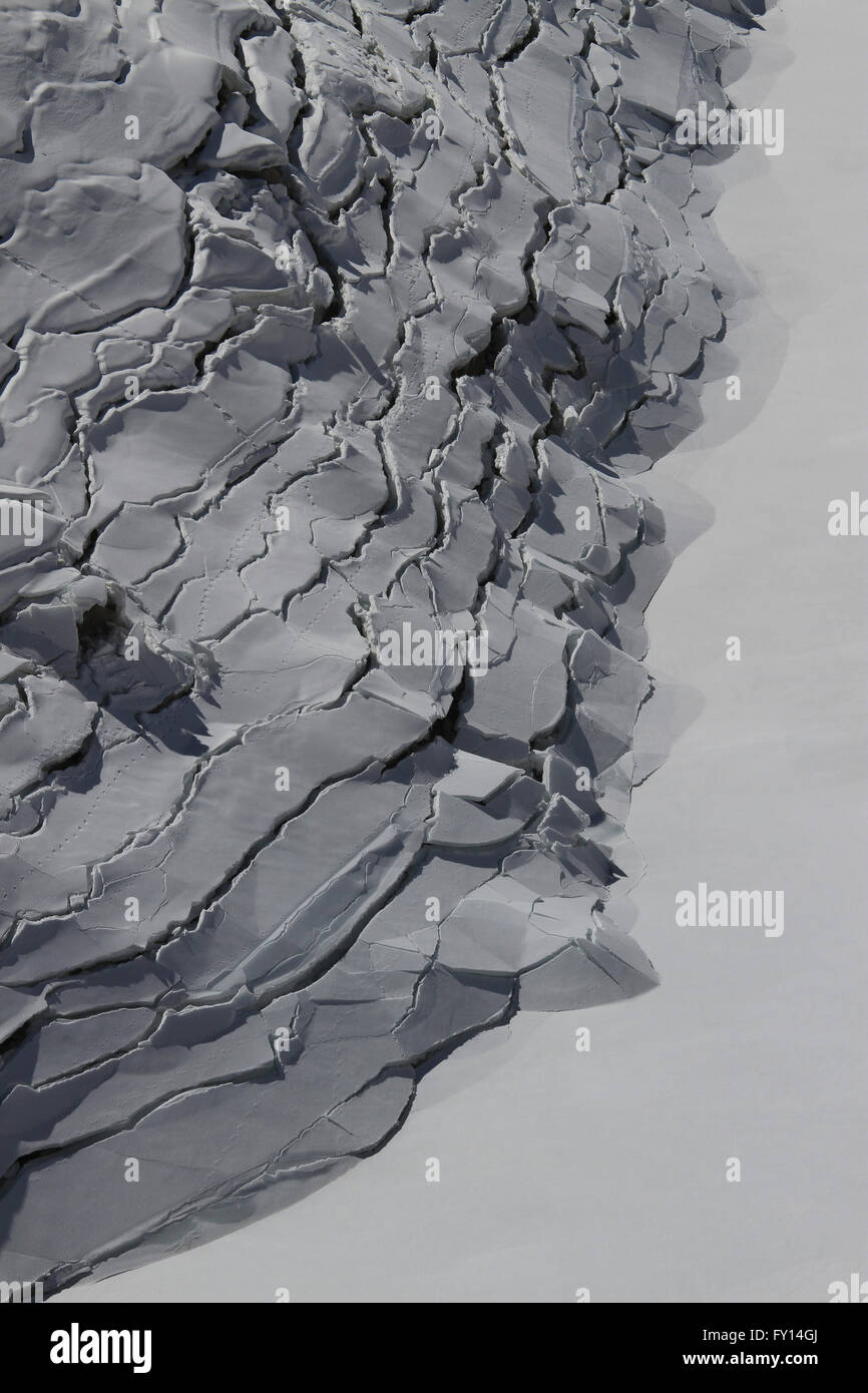 High angle view of frozen reservoir Stock Photo - Alamy