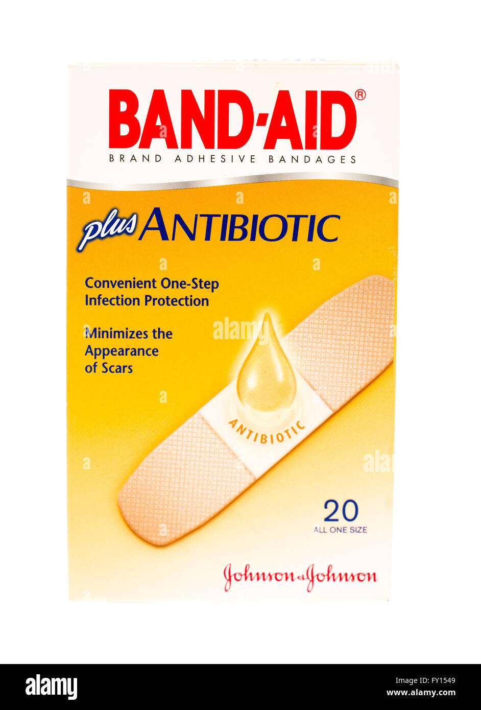 Winneconne, WI - 20 April 2015: Box of Band-Aid plus anibiotics to help ...