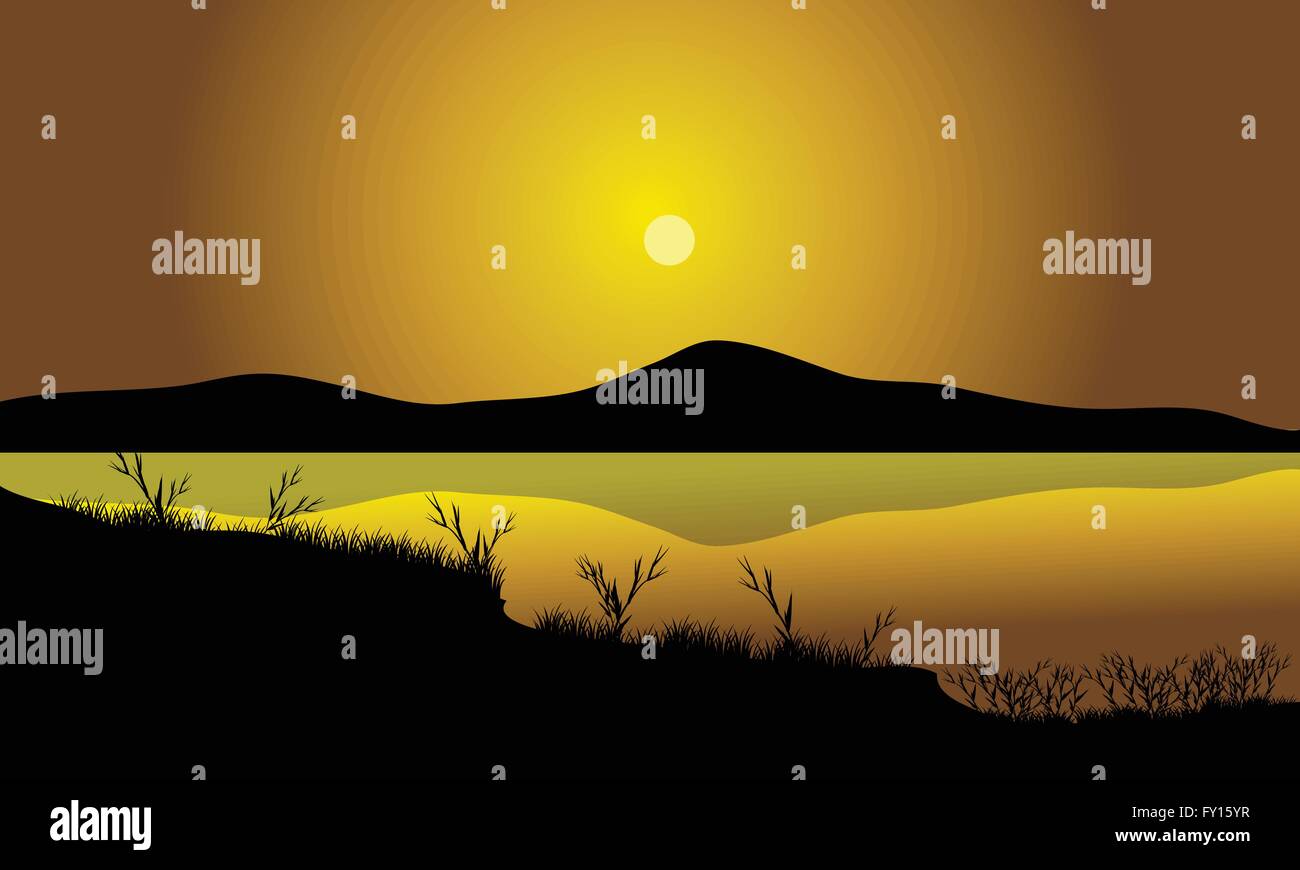 Scenic view stone lake Stock Vector Images - Alamy