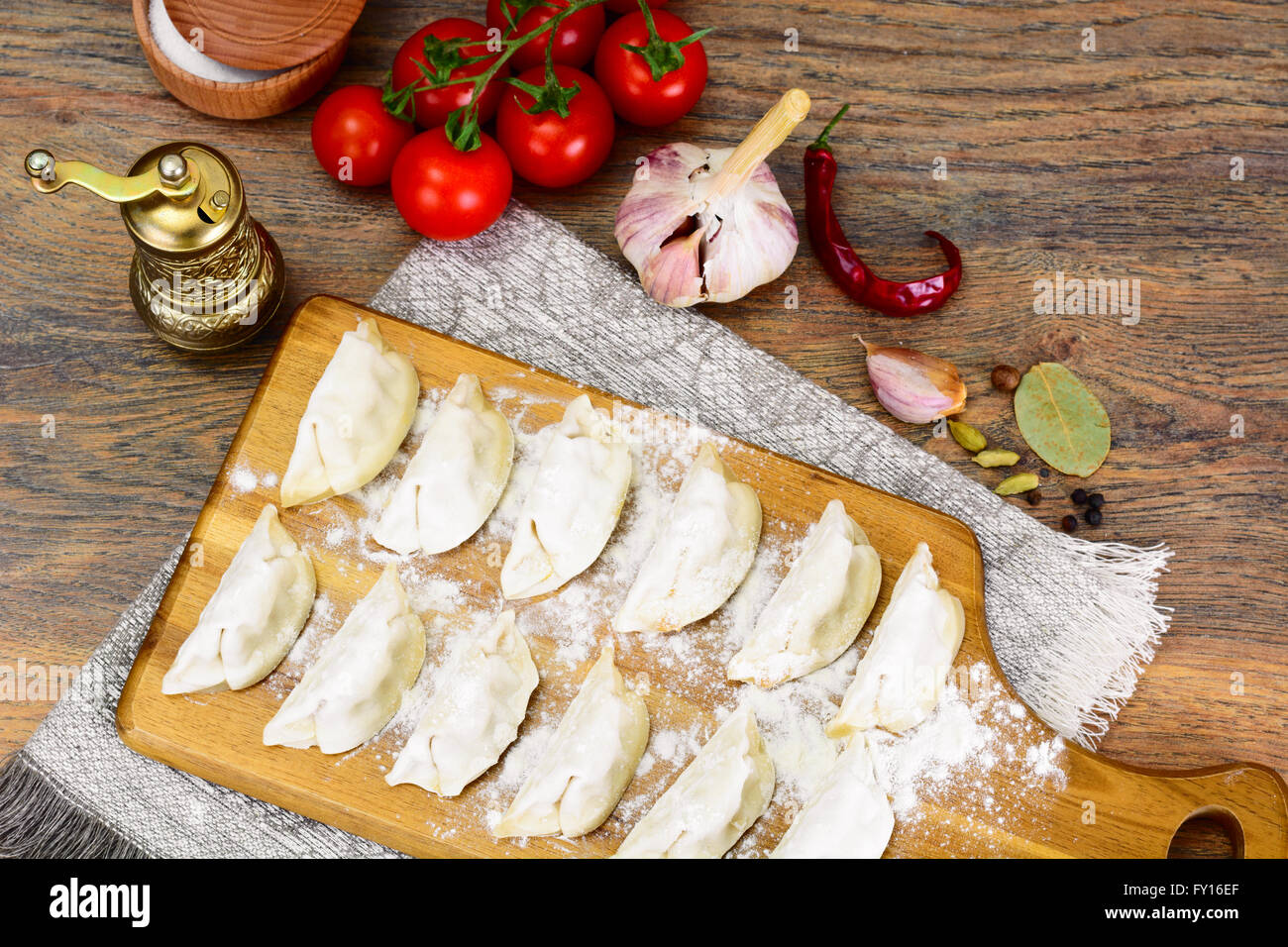 Raw Homemade Dumplings, Russian Pelmeni Stock Photo - Alamy