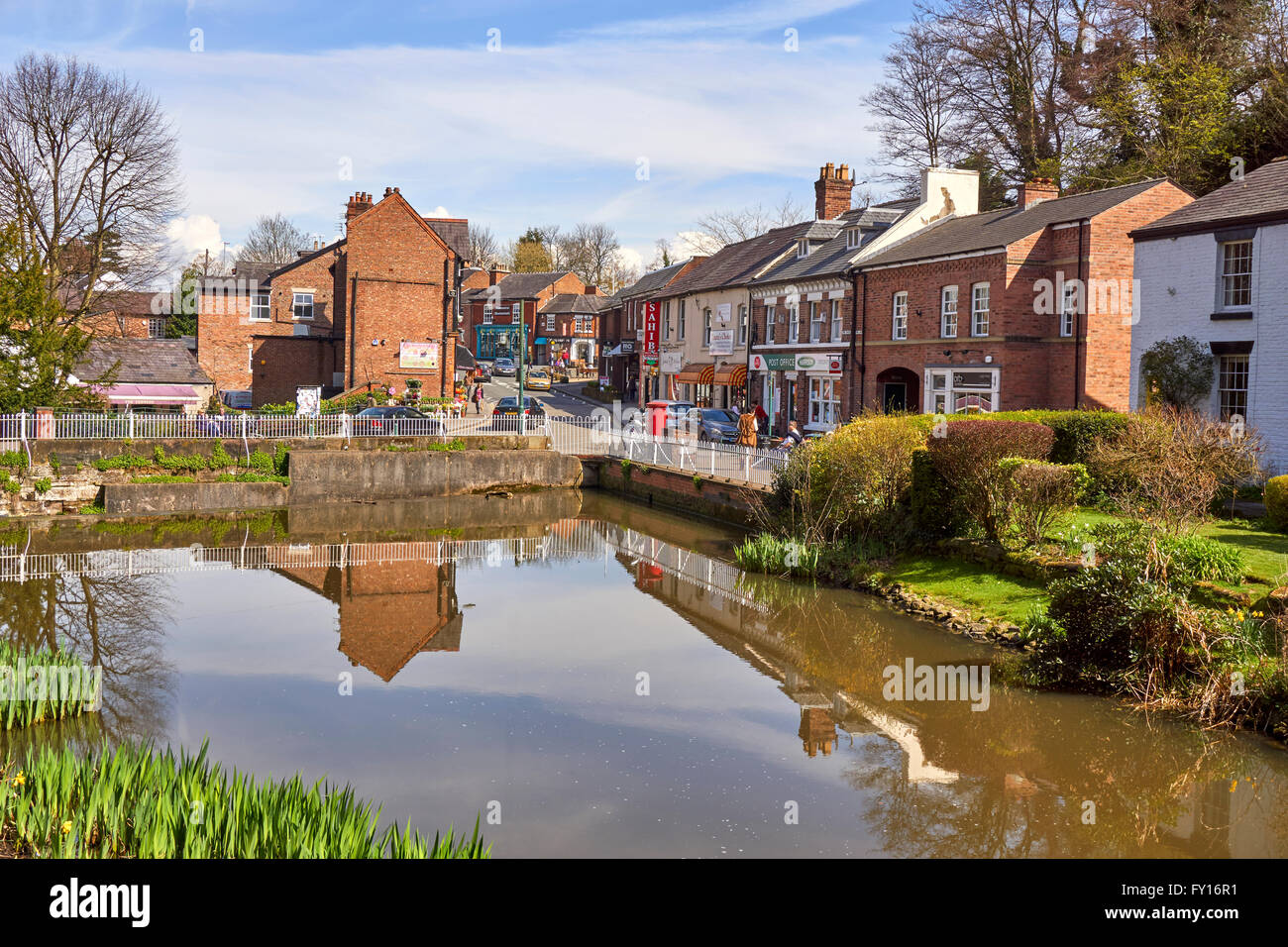 Lymm Village and lower dam, Lymm, Warrington, Cheshire Stock Photo - Alamy