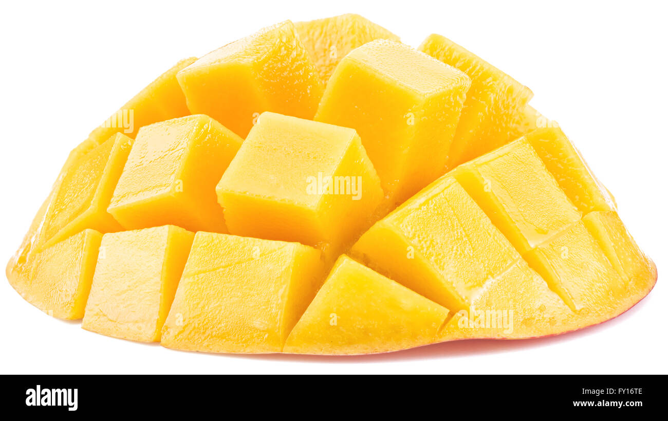 Mango cubes. Isolated on a white background Stock Photo - Alamy