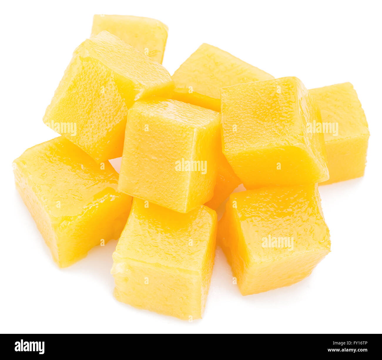 Mango cubes. Isolated on a white background Stock Photo - Alamy