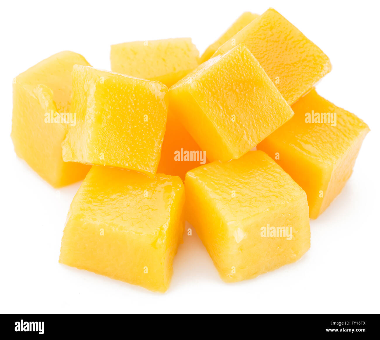 Mango cubes. Isolated on a white background Stock Photo - Alamy