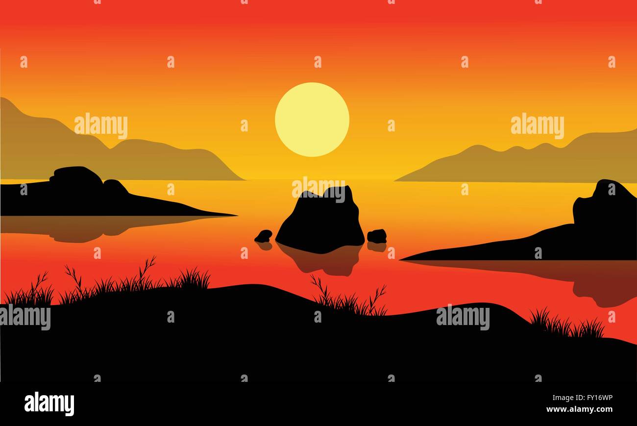 Rocks ocean landscape in Stock Vector Images - Alamy