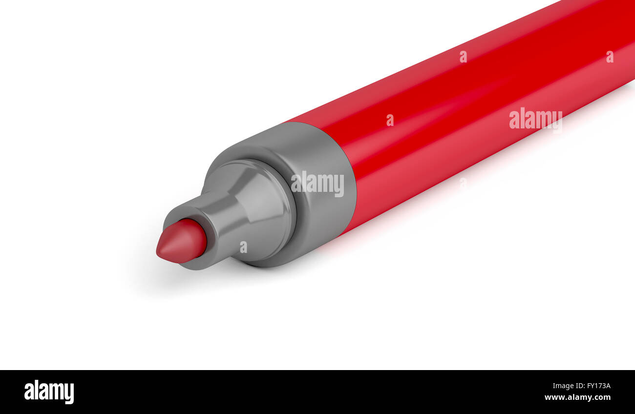 Close-up of red permanent marker on white background Stock Photo - Alamy