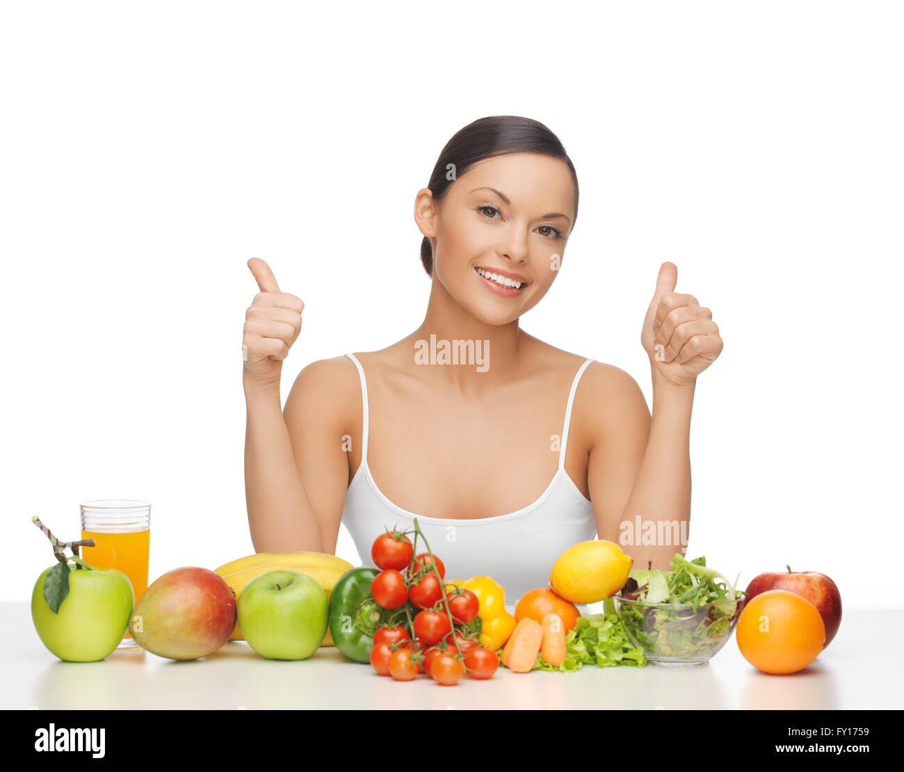 happy woman with fruits and vegetables Stock Photo - Alamy